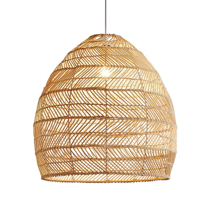 Demolights Retro Natural/Black Basket Rattan Woven Pendant Light Shades ...