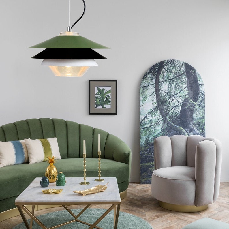Demolights Green Pendant Light Modern Chandelier 3 Layer Light Fixture ...