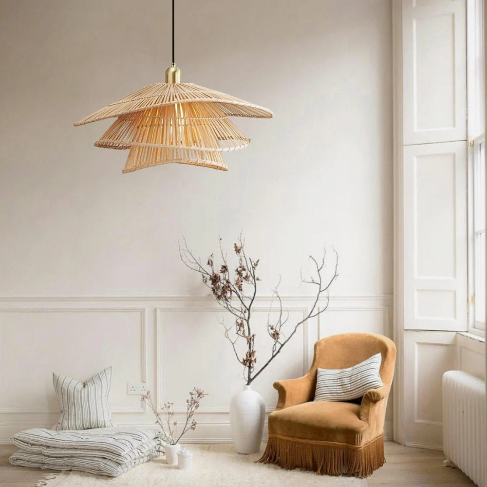Demolights Vintage Bamboo Cloak Pendant Light Wicker Chandelier ...