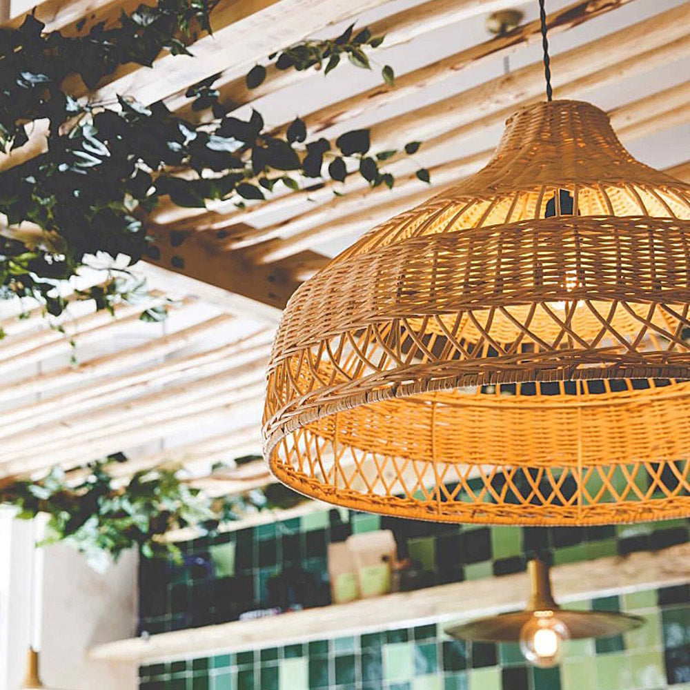 Demolights Wicker Basket Rattan Lamp shade Handmade Rattan Pendant Lights for Living Room Demolights UK