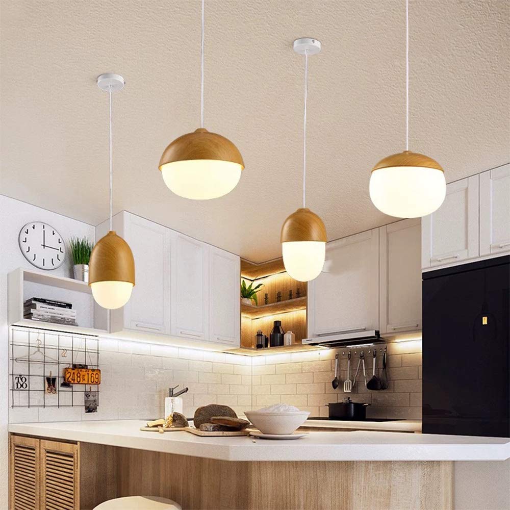 Demolights Pendant Lights Wooden 1 Light Nut Shaped Hanging Light ...