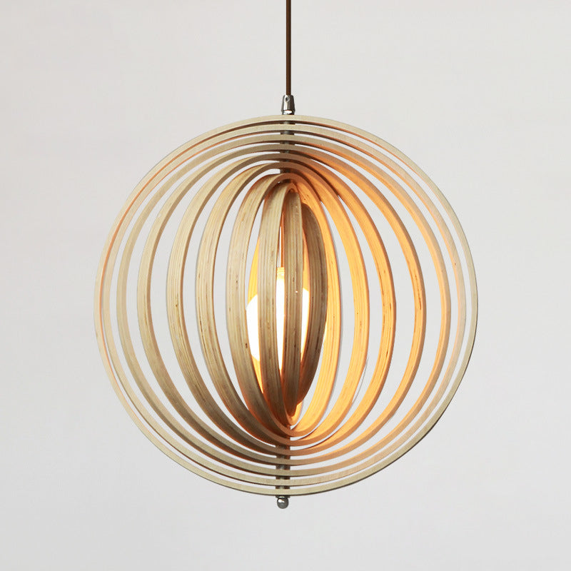 Demolights Wooden Pendant Lights Handcrafted Wood Round Globe Ceiling ...