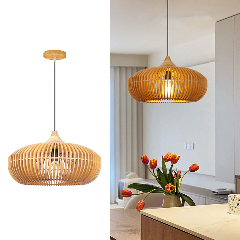 Demolights Wooden Pendant Lights Rustic Farmhouse Wood Hanging Ceiling ...