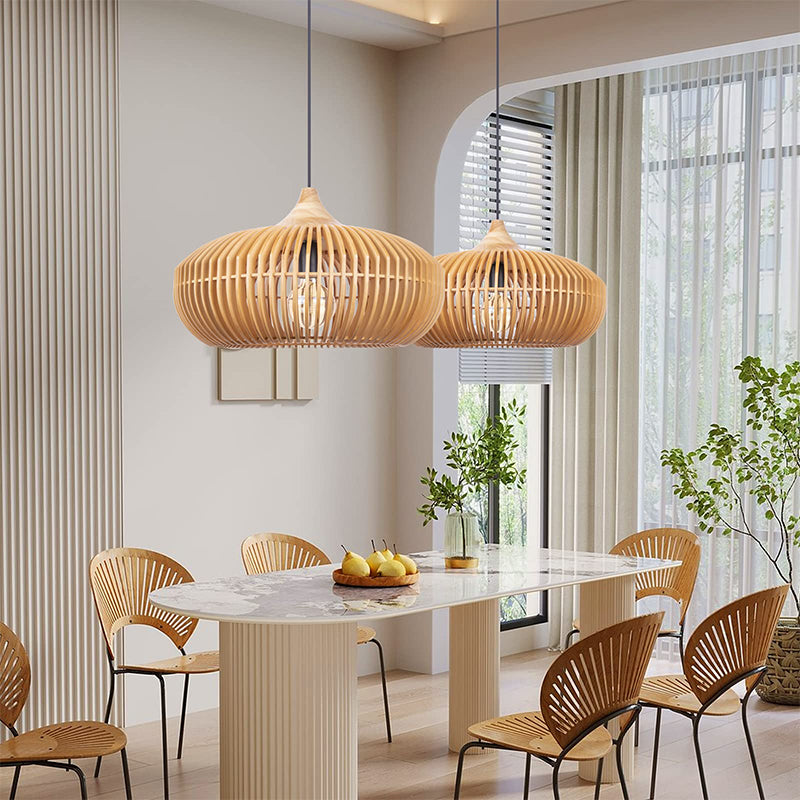 Demolights Wooden Pendant Lights Rustic Farmhouse Wood Hanging Ceiling ...