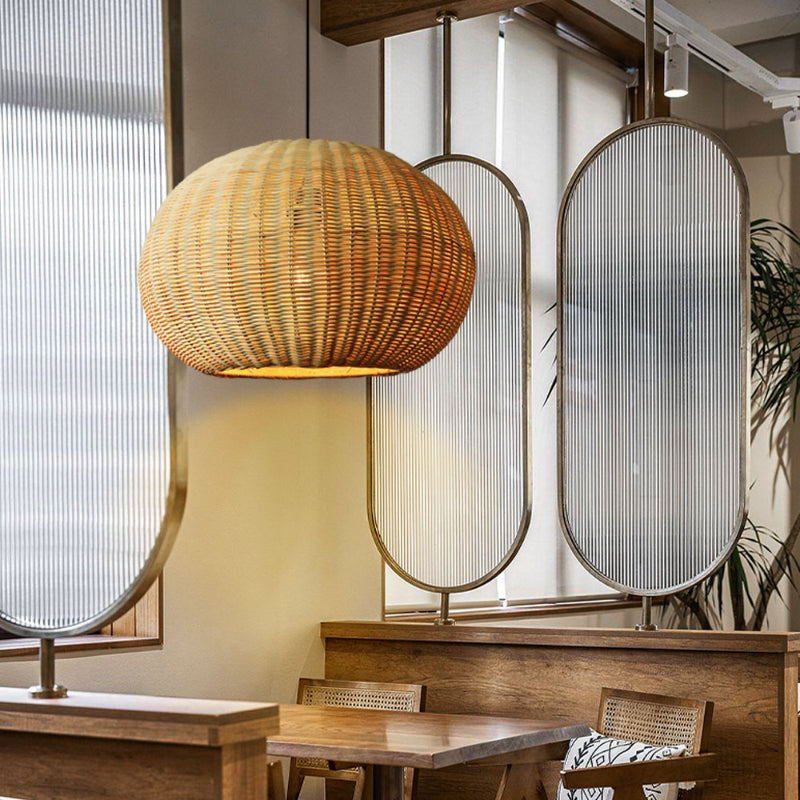 Demolights Pendant Lights Round Wicker Rattan Basket Pendant Light ...