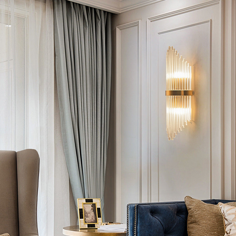 Demolights Wall Light Striaged 2-Light Gold Glass Wall Sconce Metal ...