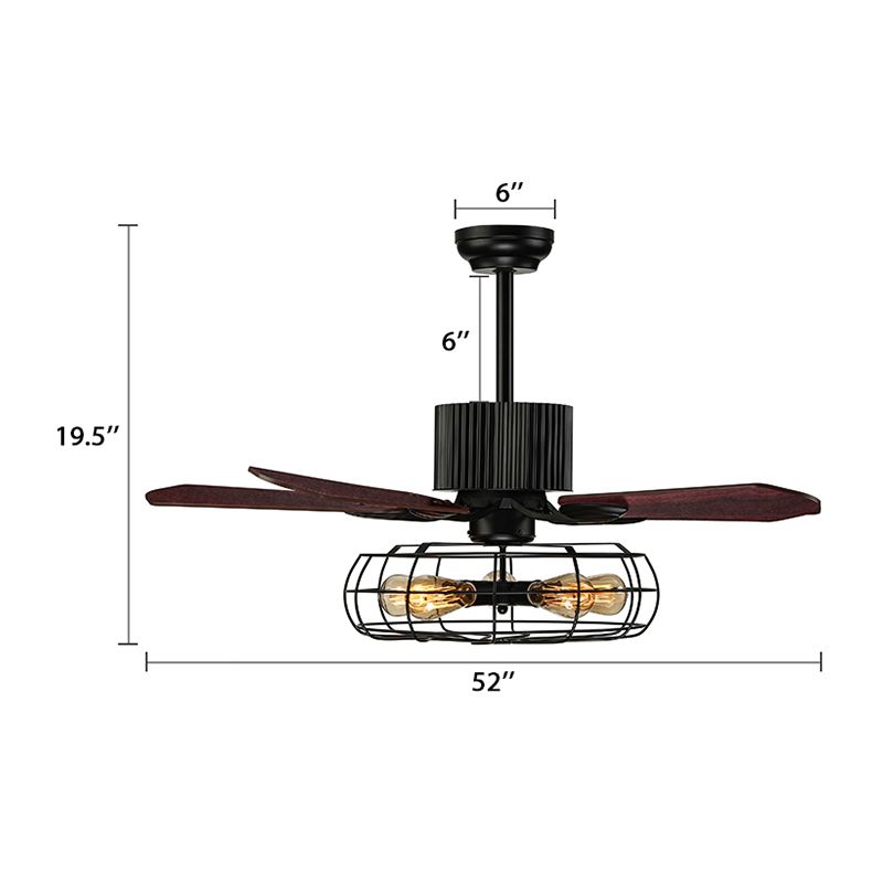 Demolights Ceiling Fan Black 52" Caged Indoor Ceiling Fan with 5 Blade ...