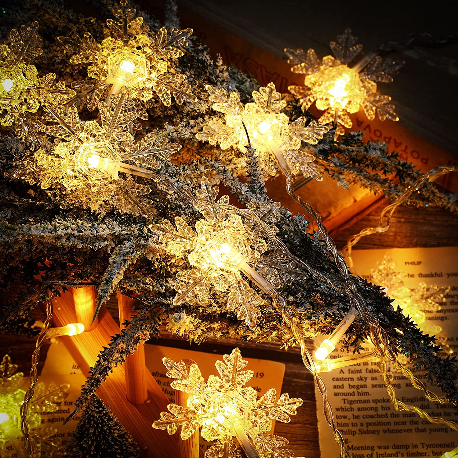 Demolights LED Snowflake Curtain String Lights Plug in Curtain Lights with 8 Modes Decoration for Christmas Wedding Party Wall Home Decorations Demolights UK