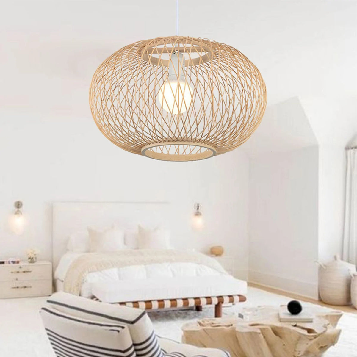 Demolights Modern Rattan pendant lights Wicker Hanging Lamp shade ...