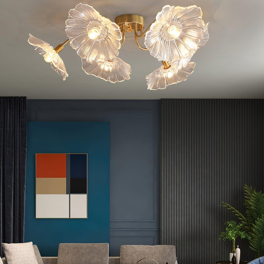 Leaf Ceiling Light Fixture Vintage Leaf Ceiling Light | Brass Leaves